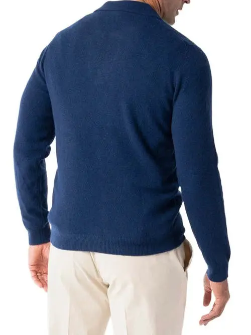 Robert Talbott Parsons Johnny Collar Cashmere Sweater - Ink