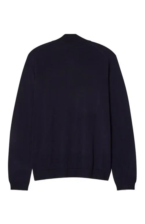 Robert Talbott Eastwood Quarter Zip Pullover - Navy With Gray Tipping