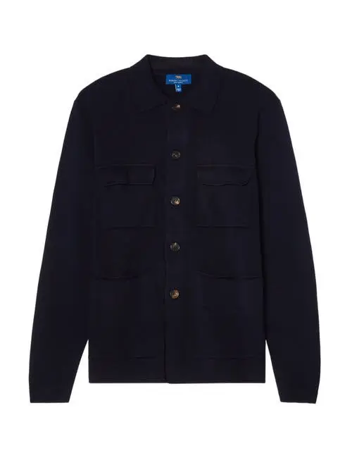 Robert Talbott Landon Merino Wool Sweater Jacket - Navy