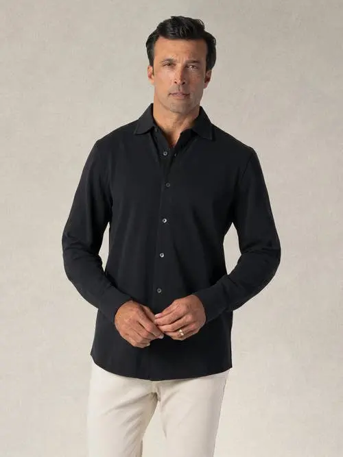 Robert Talbott Foster Long Sleeve Knit Shirt - Black