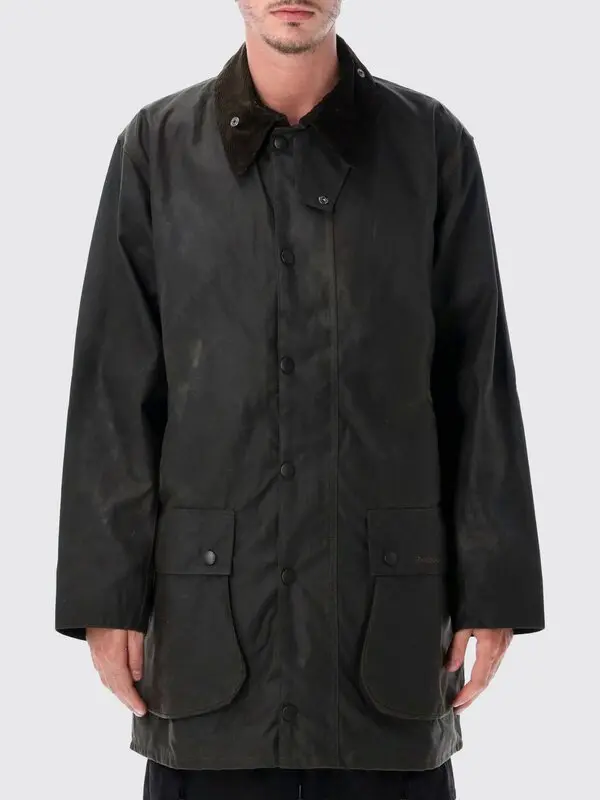Barbour Northumbria Waxed Cotton Jacket With Corduroy Collar - Olive