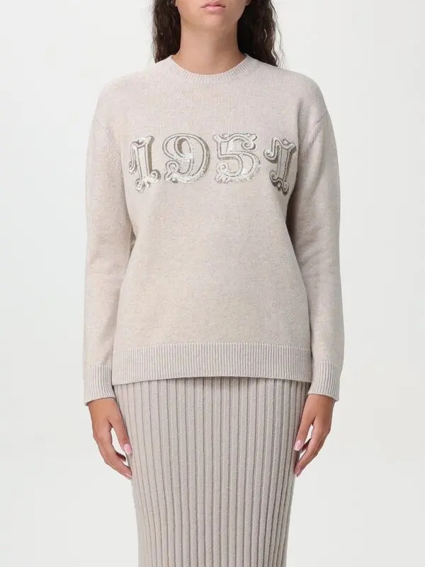 Max Mara 1951" Sequin Embellished Knit Sweater - Beige