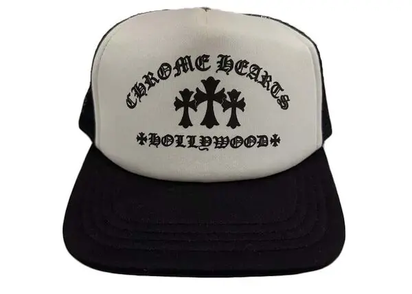 Chrome Hearts Hollywood Cross King Taco Trucker Cap - Black/white