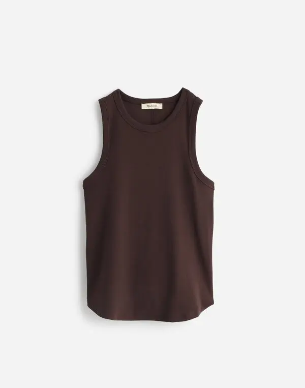 Madewell Cotton Ribbed Cutaway Tank - Dark Carob