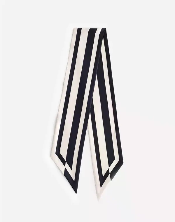 Madewell Silk Twill Tie - Striped Geo Twilly True Blac