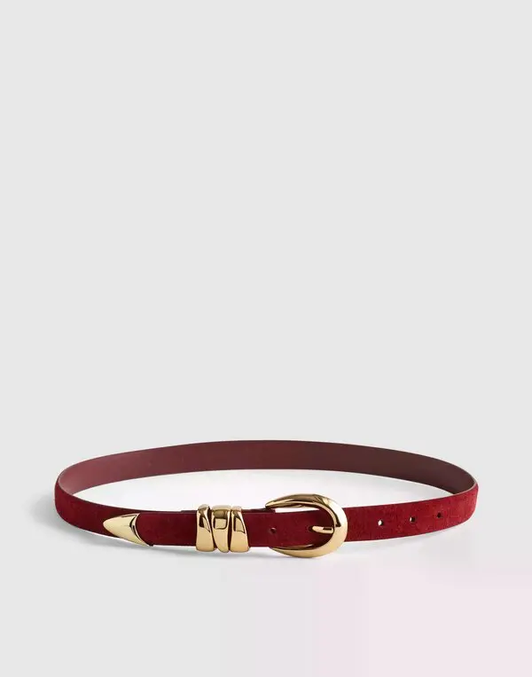 Madewell Triple Metal Keeper Suede Belt - Cabernet