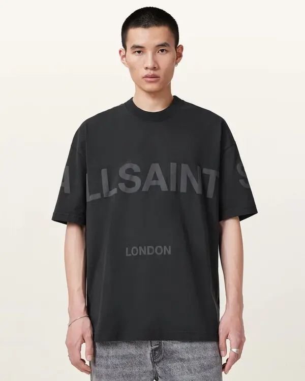 ALLSAINTS Biggy Oversized Logo Print T-shirt - Black/grey