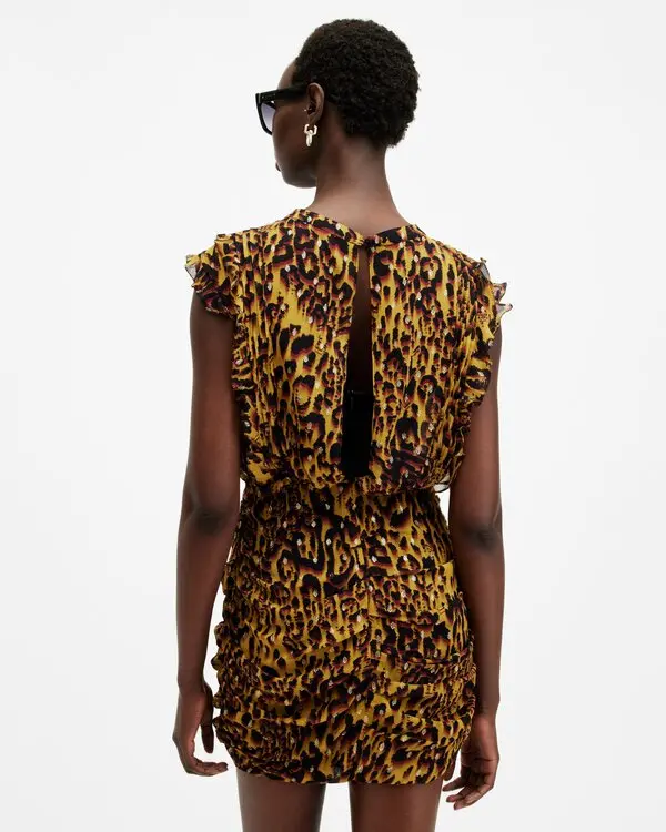 ALLSAINTS Hali Animal Print Ruffle Mini Dress