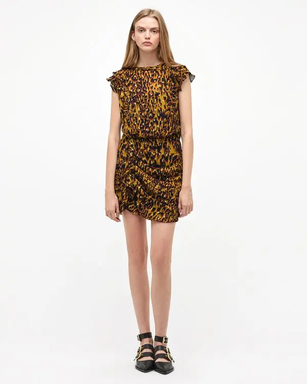 ALLSAINTS Hali Animal Print Ruffle Mini Dress