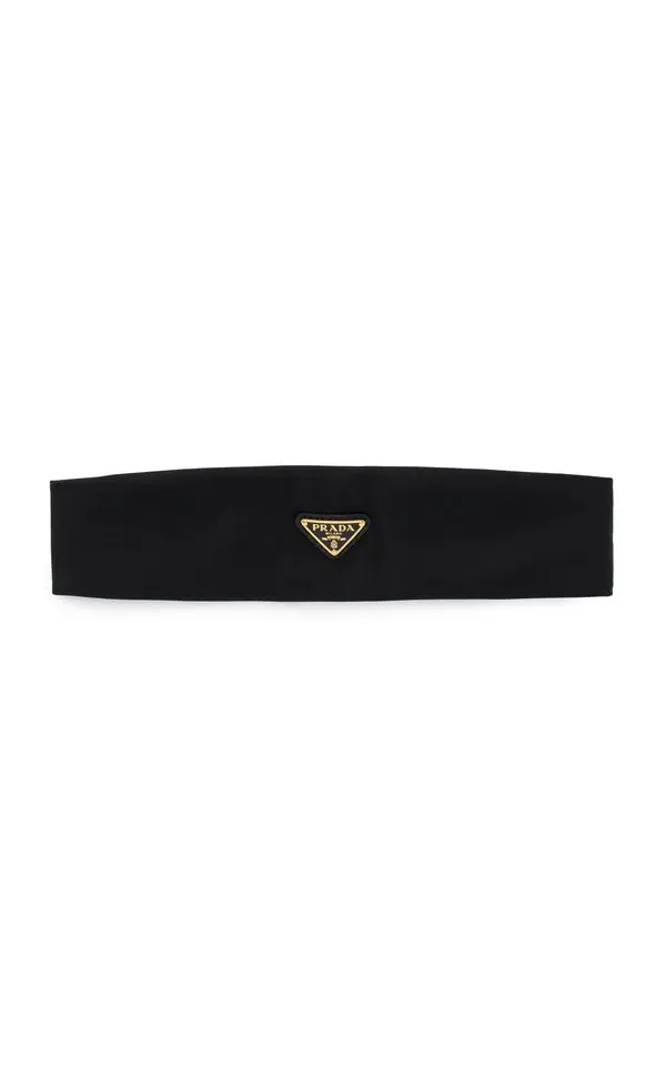 Prada Nylon Headband With Logo - Black