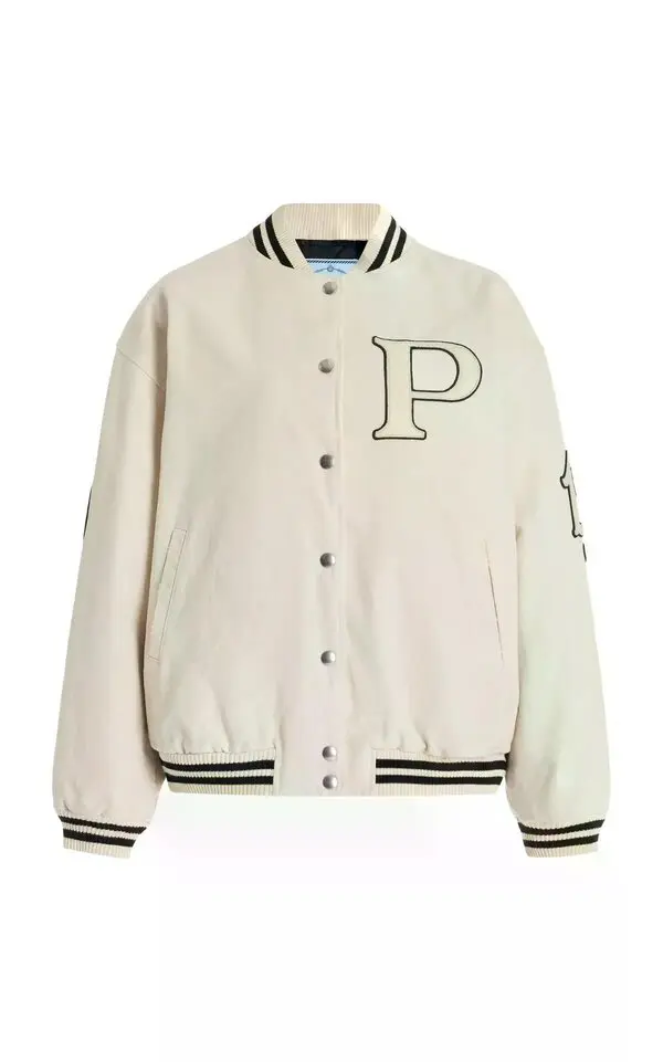 Prada Oversized Varsity Jacket - Ivory