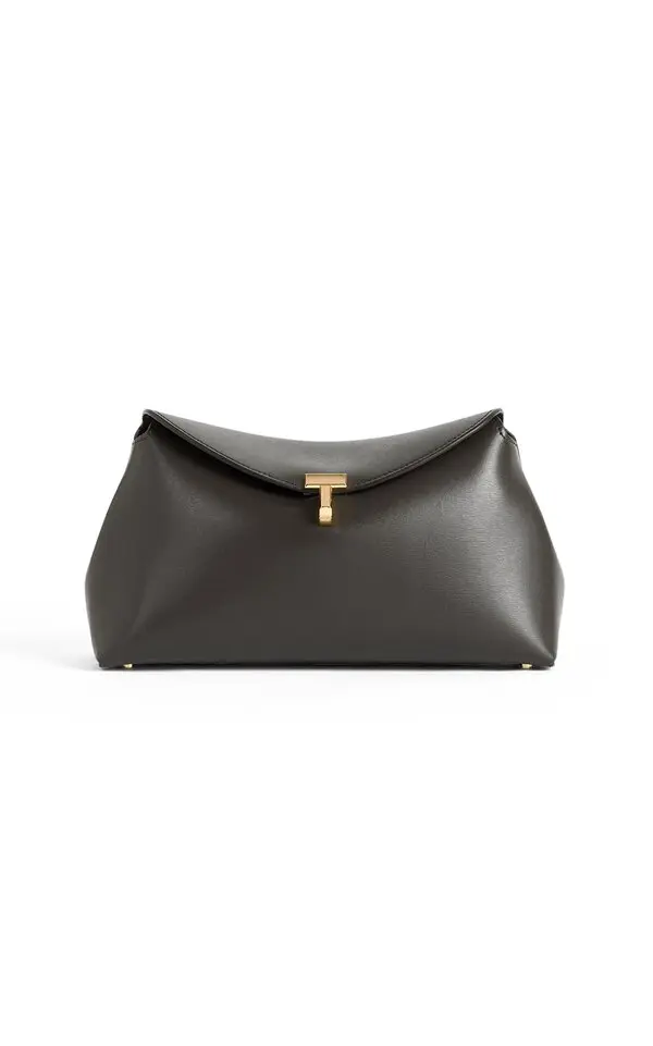 TOTEME T-lock Leather Clutch - Brown