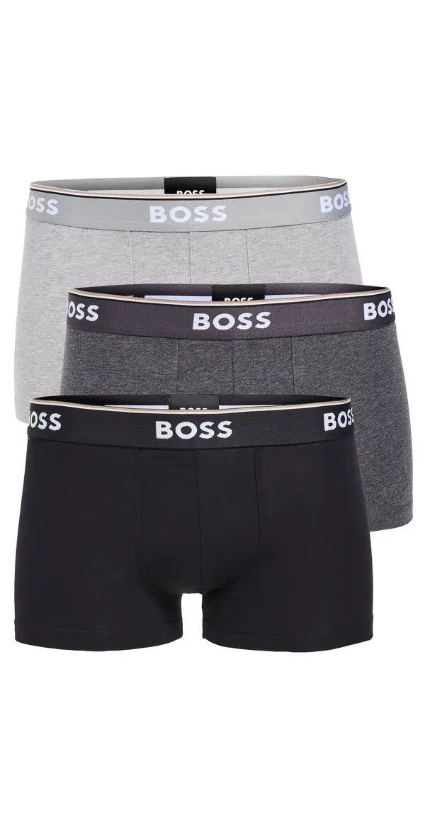 BOSS Stretch Cotton 3 Pack Trunks - Grey