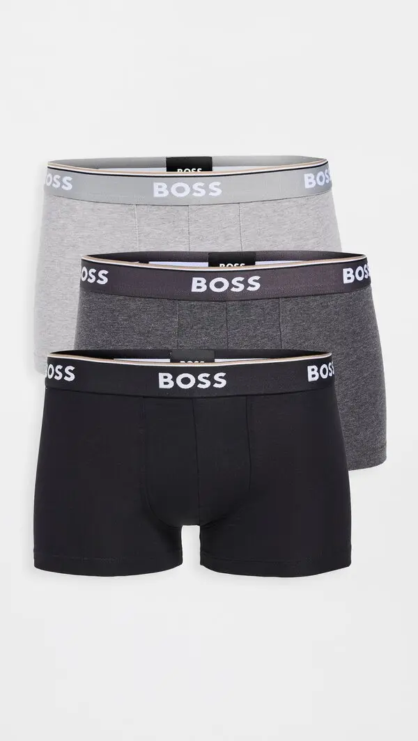 BOSS Stretch Cotton 3 Pack Trunks - Grey