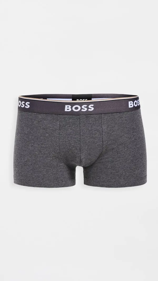 BOSS Stretch Cotton 3 Pack Trunks - Grey