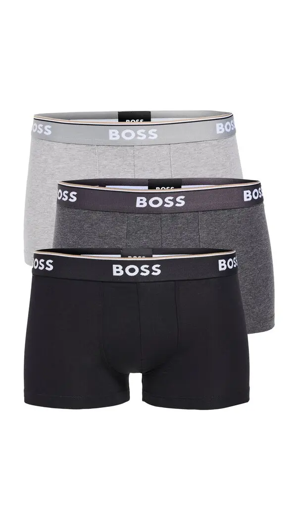 BOSS Stretch Cotton 3 Pack Trunks - Grey