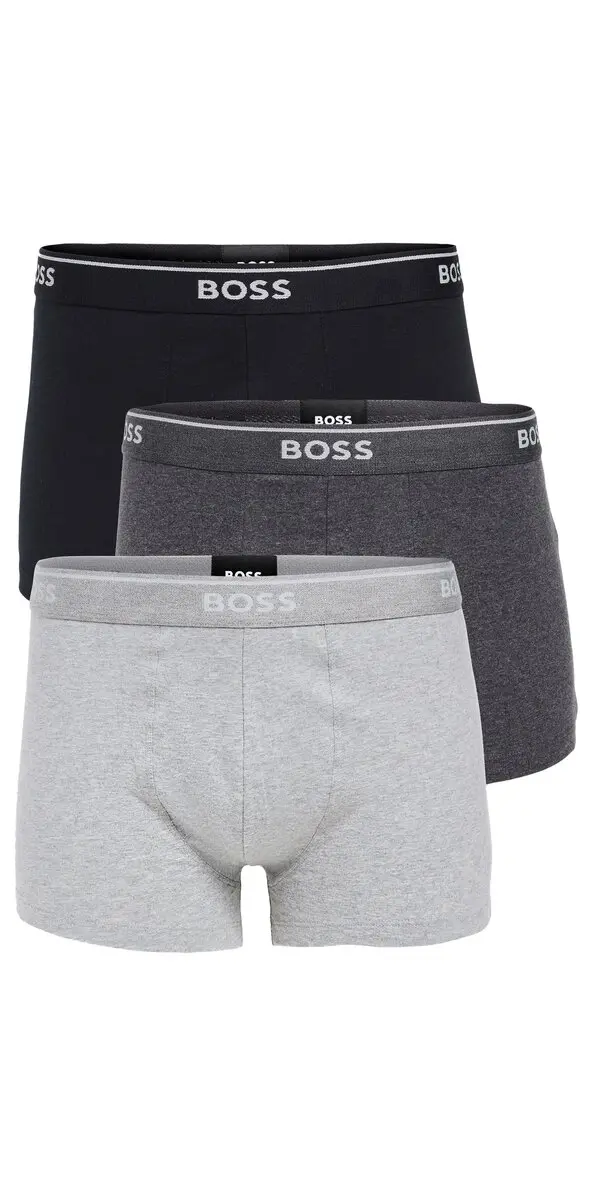BOSS Classic Cotton 3 Pack Trunks - Grey