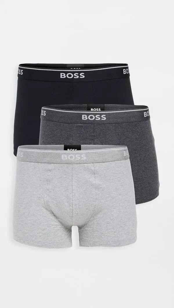 BOSS Classic Cotton 3 Pack Trunks - Grey