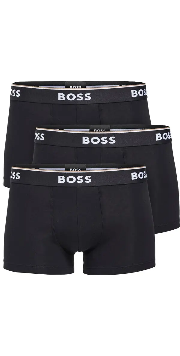 BOSS Stretch Cotton 3 Pack Trunks - Black