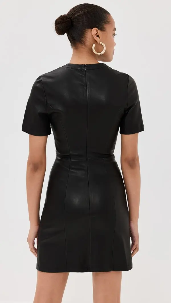 Rabanne Lambskin Gathered Short Dress - Black