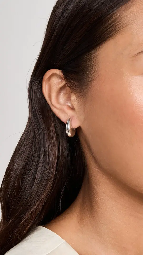 ANNIKA INEZ Small Sloping Hinged Hoop Earrings - Silver