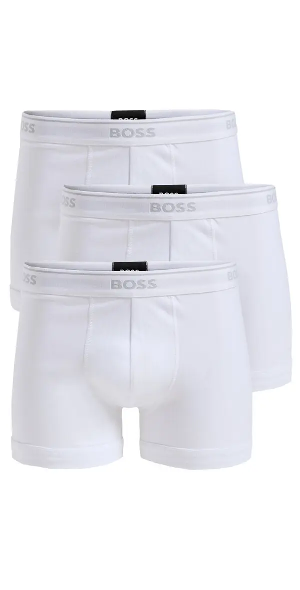 BOSS Classic Cotton Boxer Briefs 3 Pack - White