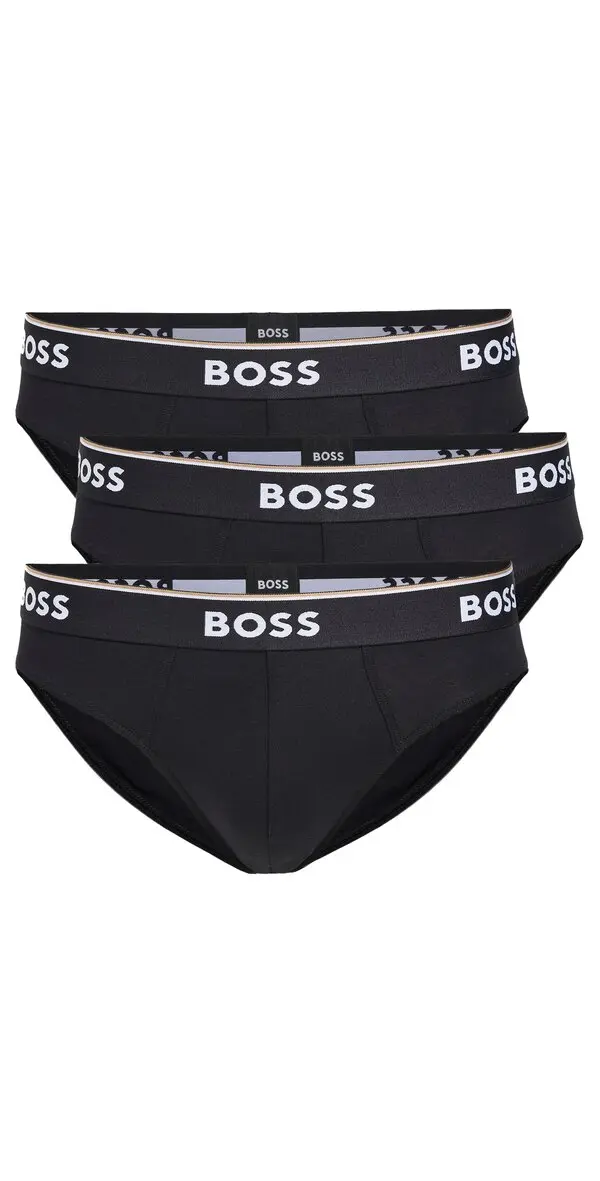 BOSS Stretch Cotton Briefs 3 Pack - Black