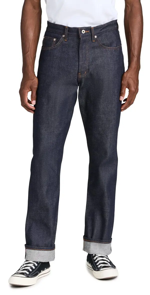 Naked & Famous Denim True Guy Dirty Fade Selvedge Jeans - Indigo/white