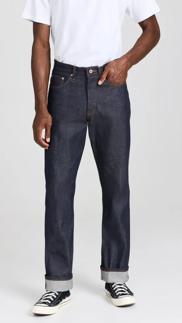 Naked & Famous Denim True Guy Dirty Fade Selvedge Jeans - Indigo/white