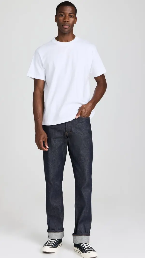 Naked & Famous Denim True Guy Dirty Fade Selvedge Jeans - Indigo/white