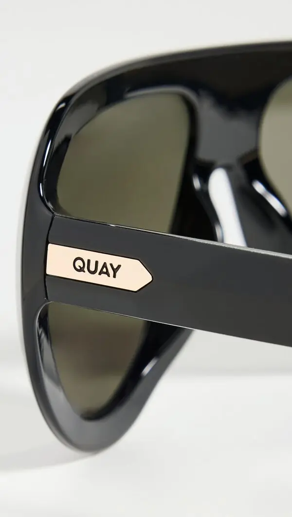 Quay Set List Aviator Sunglasses - Black/Green | Editorialist display picture 1