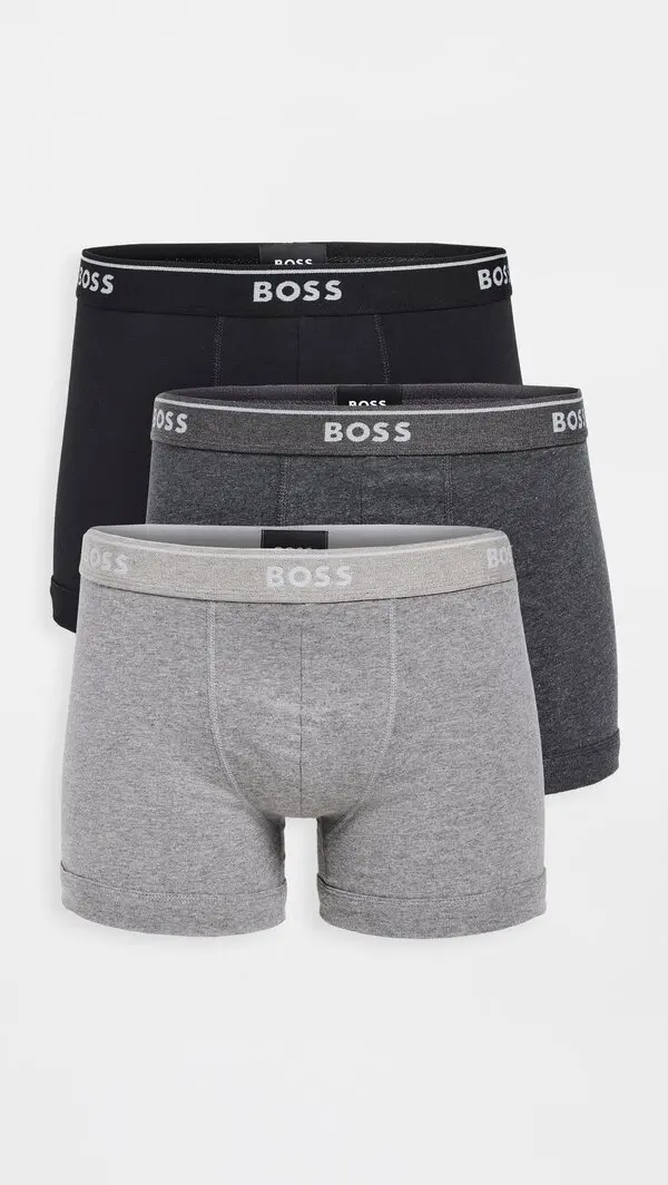 BOSS Classic Cotton Boxer Briefs 3 Pack - Grey