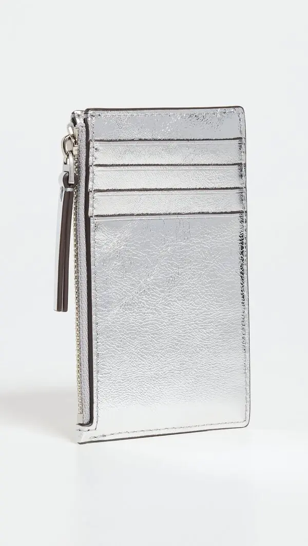 Tory Burch Kira Metallic Diamond Quilt Zip Card Case