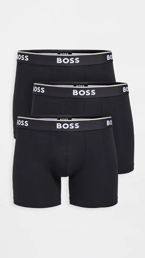 BOSS Stretch Cotton Boxer Briefs 3 Pack - Black