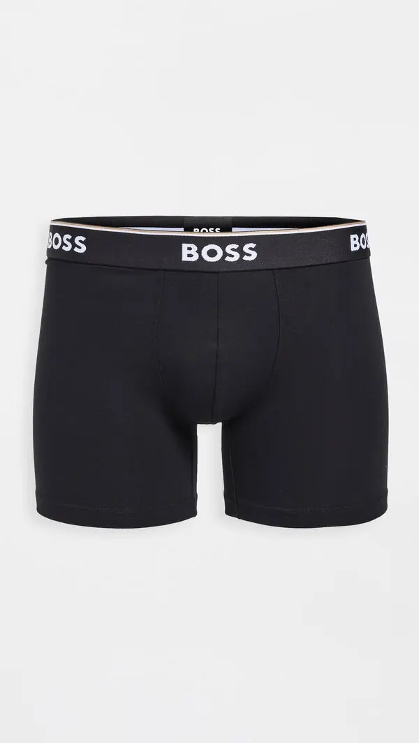 BOSS Stretch Cotton Boxer Briefs 3 Pack - Black