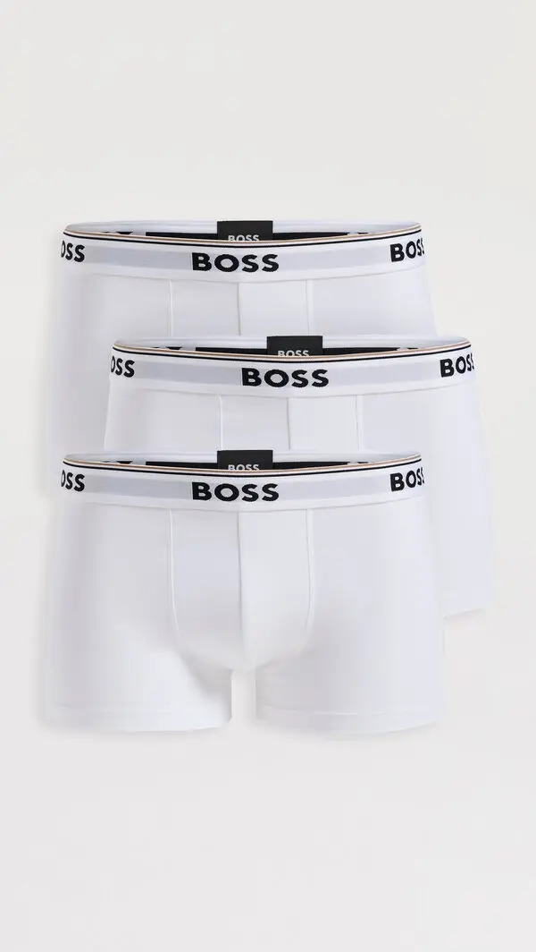 BOSS Stretch Cotton 3 Pack Trunks - White