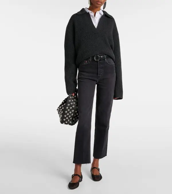 RE/DONE 70s Stove Pipe Straight Jeans - Black