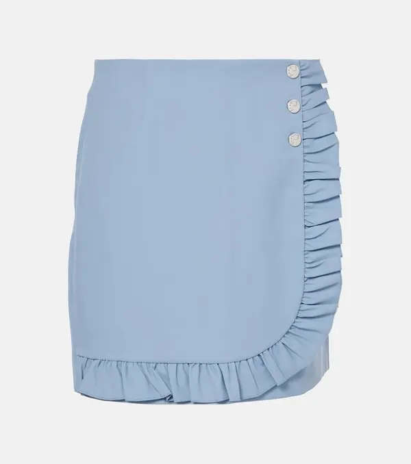Tory Burch Ruffled Twill Miniskirt - Blue