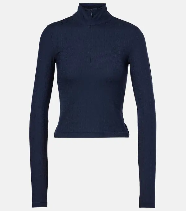 Tory Burch Cropped Jacquard Top - Blue