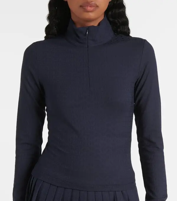 Tory Burch Cropped Jacquard Top - Blue