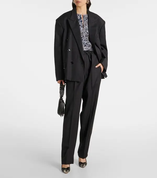 Isabel Marant Étoile Liska Checked Wool-blend Pants - Black