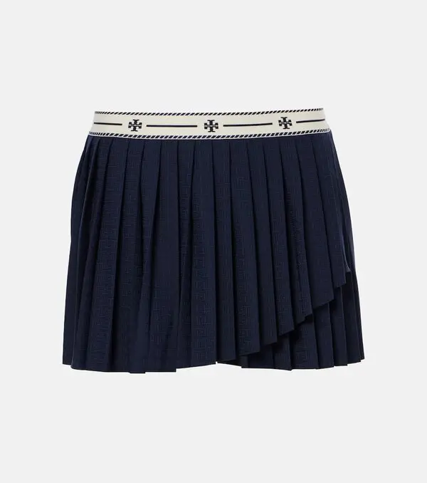 Tory Burch Pleated Jacquard Jersey Tennis Skirt - Blue