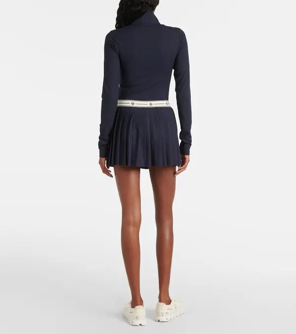 Tory Burch Pleated Jacquard Jersey Tennis Skirt