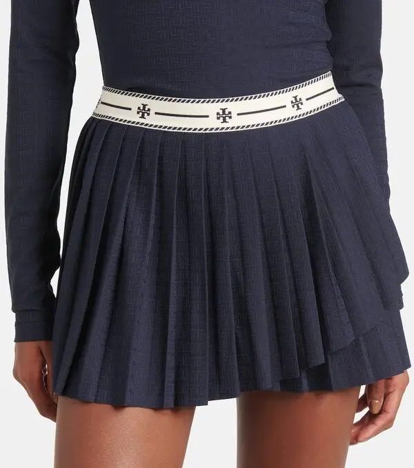 Tory Burch Pleated Jacquard Jersey Tennis Skirt