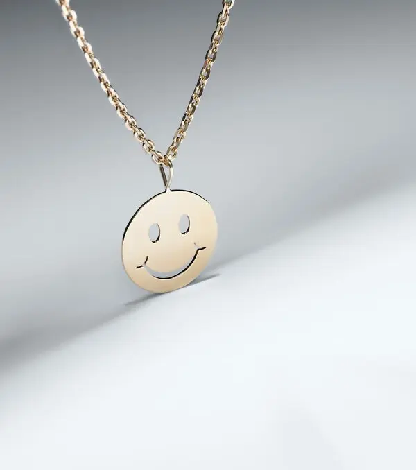 SYDNEY EVAN Happy Face Charm Necklace - Gold