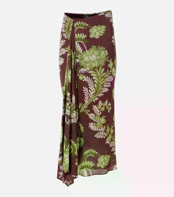 Etro Floral Draped Midi Skirt - Multicoloured