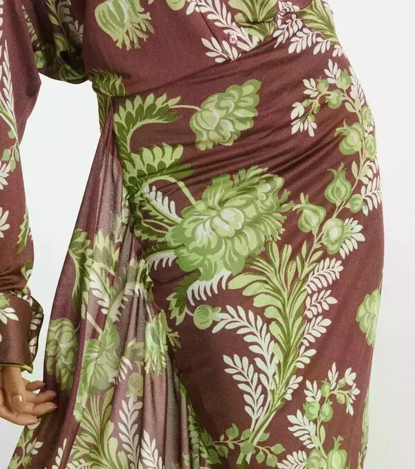 Etro Floral Draped Midi Skirt