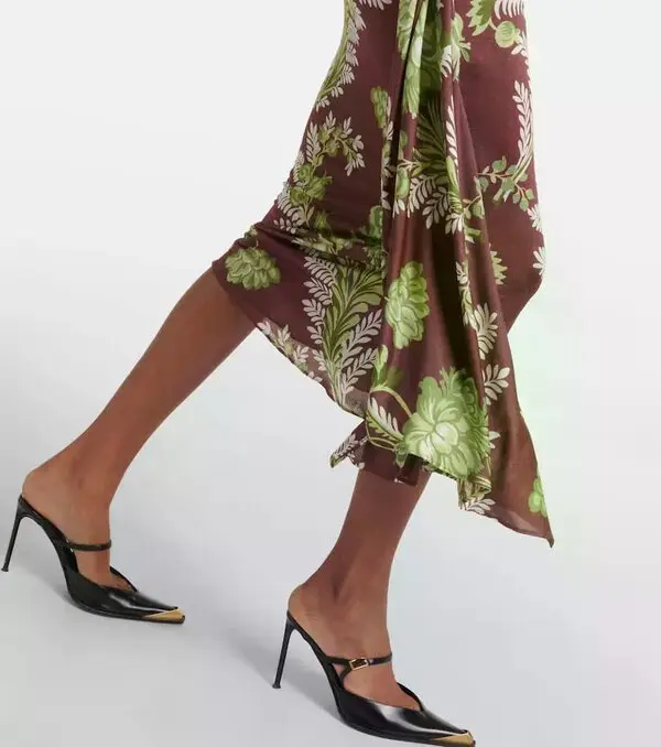 Etro Floral Draped Midi Skirt