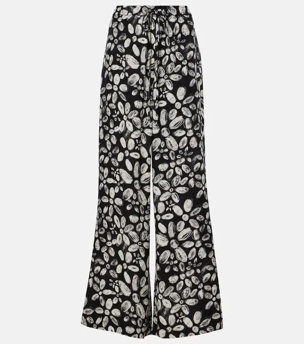 Marni Printed Wide-leg Pants - Black