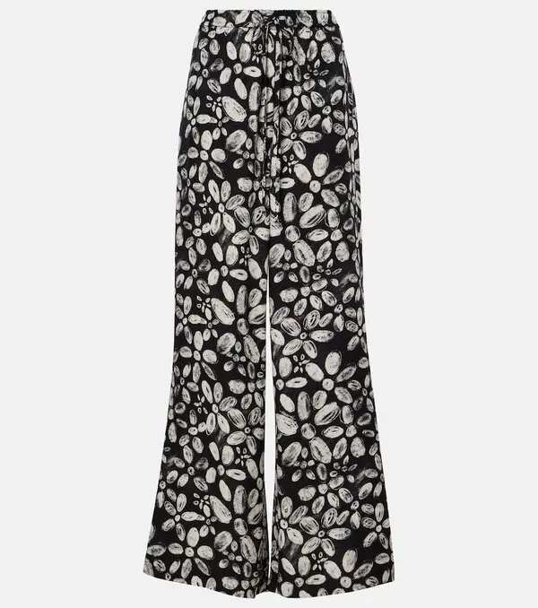 Marni Printed Wide-leg Pants - Black